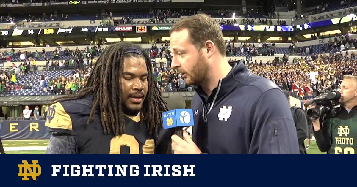 FB – Sheldon Day On Field Interview – Notre Dame Fighting Irish ...