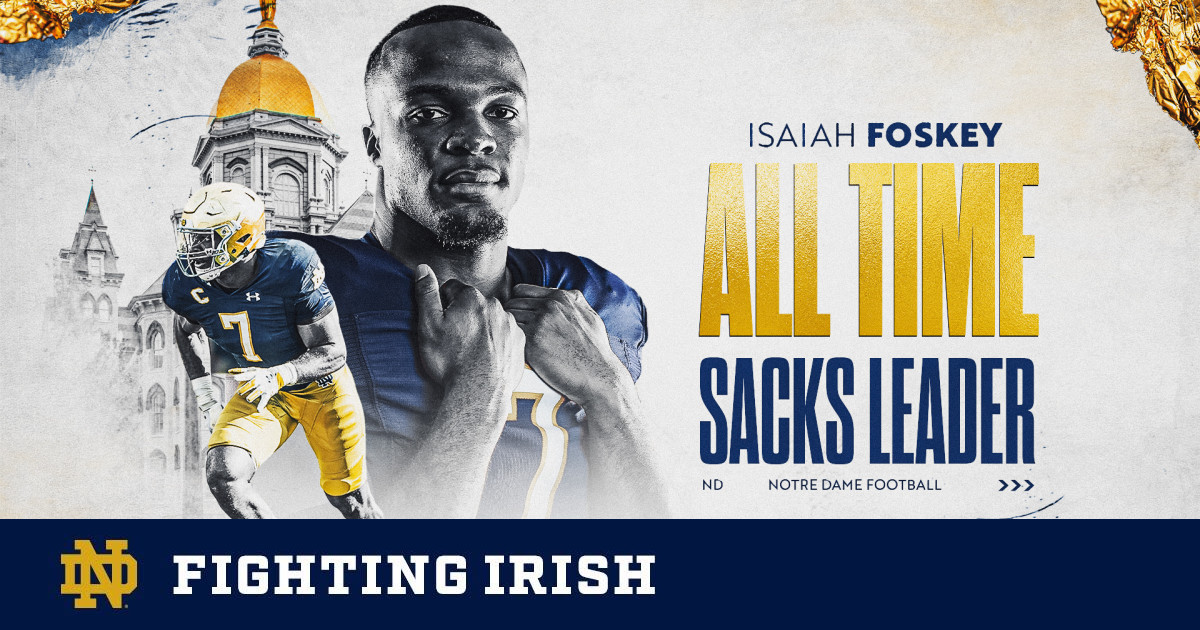 Isaiah Foskey: All-Time Sacks Leader at Notre Dame – Notre Dame ...