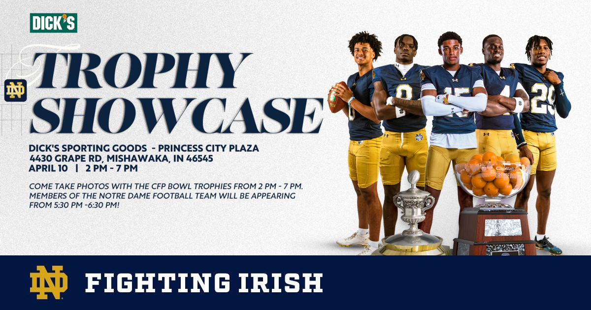Notre Dame Football Bowl Trophy Showcase at DICK’S Sporting Goods ...