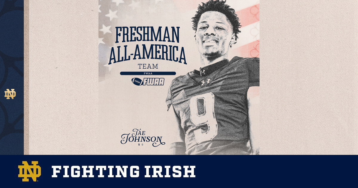 Johnson Selected to FWAA Freshman All-America Team – Notre Dame ...