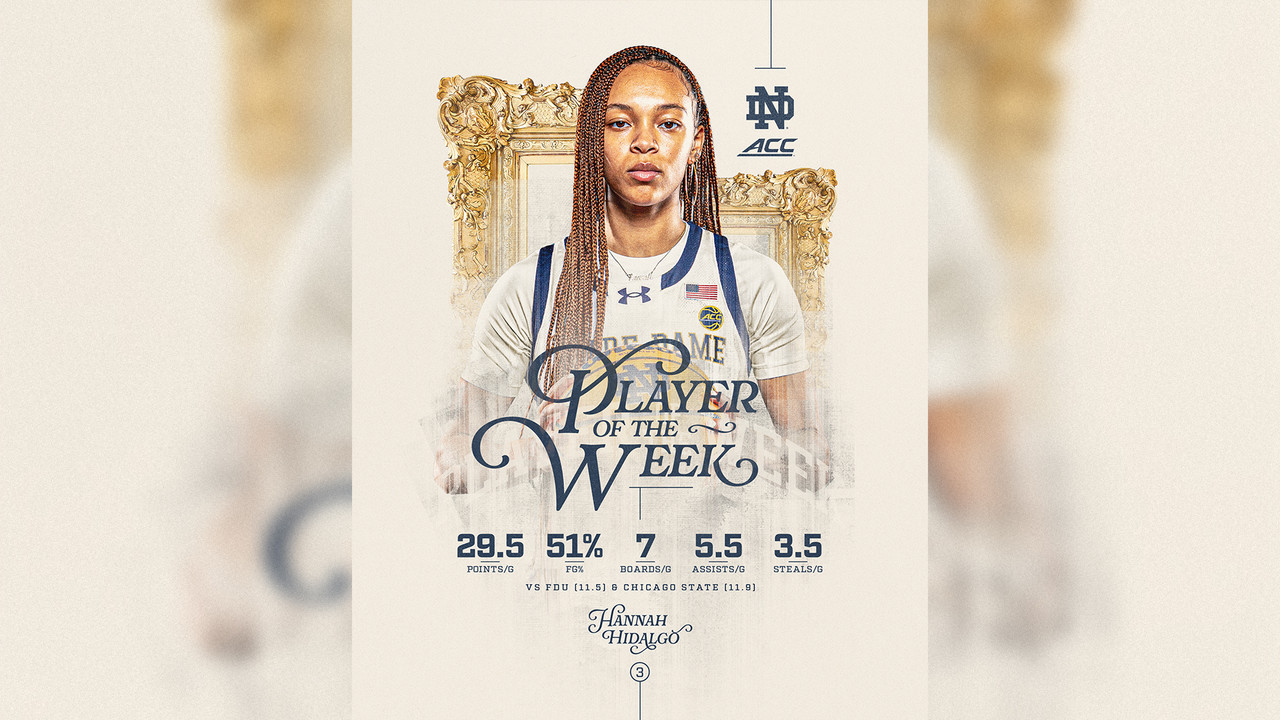 Hidalgo Earns ACC Player Of The Week Honors – Notre Dame Fighting Irish – Official Athletics Website